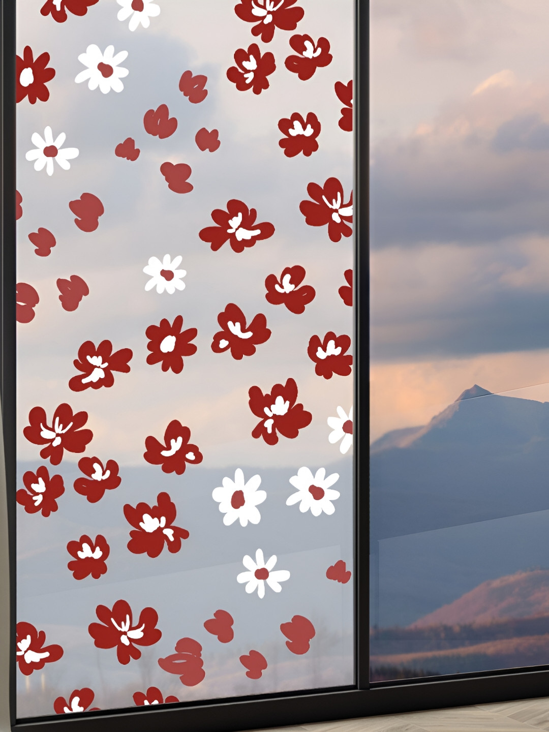 Buy CVANU Transparent & Maroon Floral And Botanical Printed Self ...