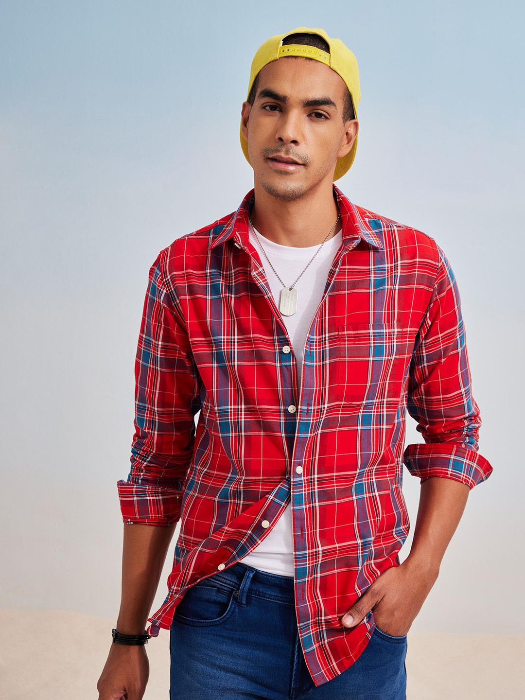 Buy Red Flame Men Tartan Checks Opaque Checked Formal Shirt - Shirts ...