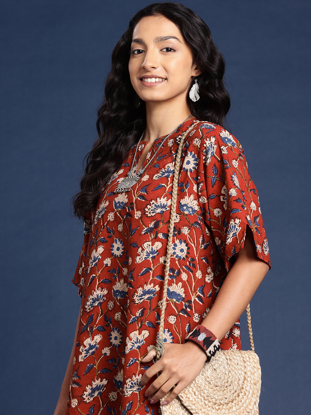 Buy Taavi Indie Floral Print A Line Bagru Dress - Dresses for Women ...