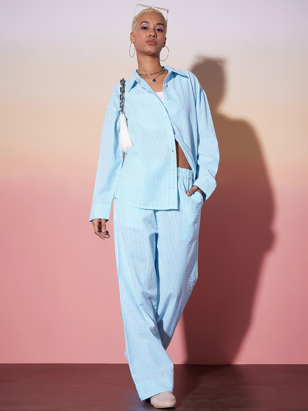 Buy SASSAFRAS Alt Laze Pure Cotton Striped Long Sleeves Shirt ...