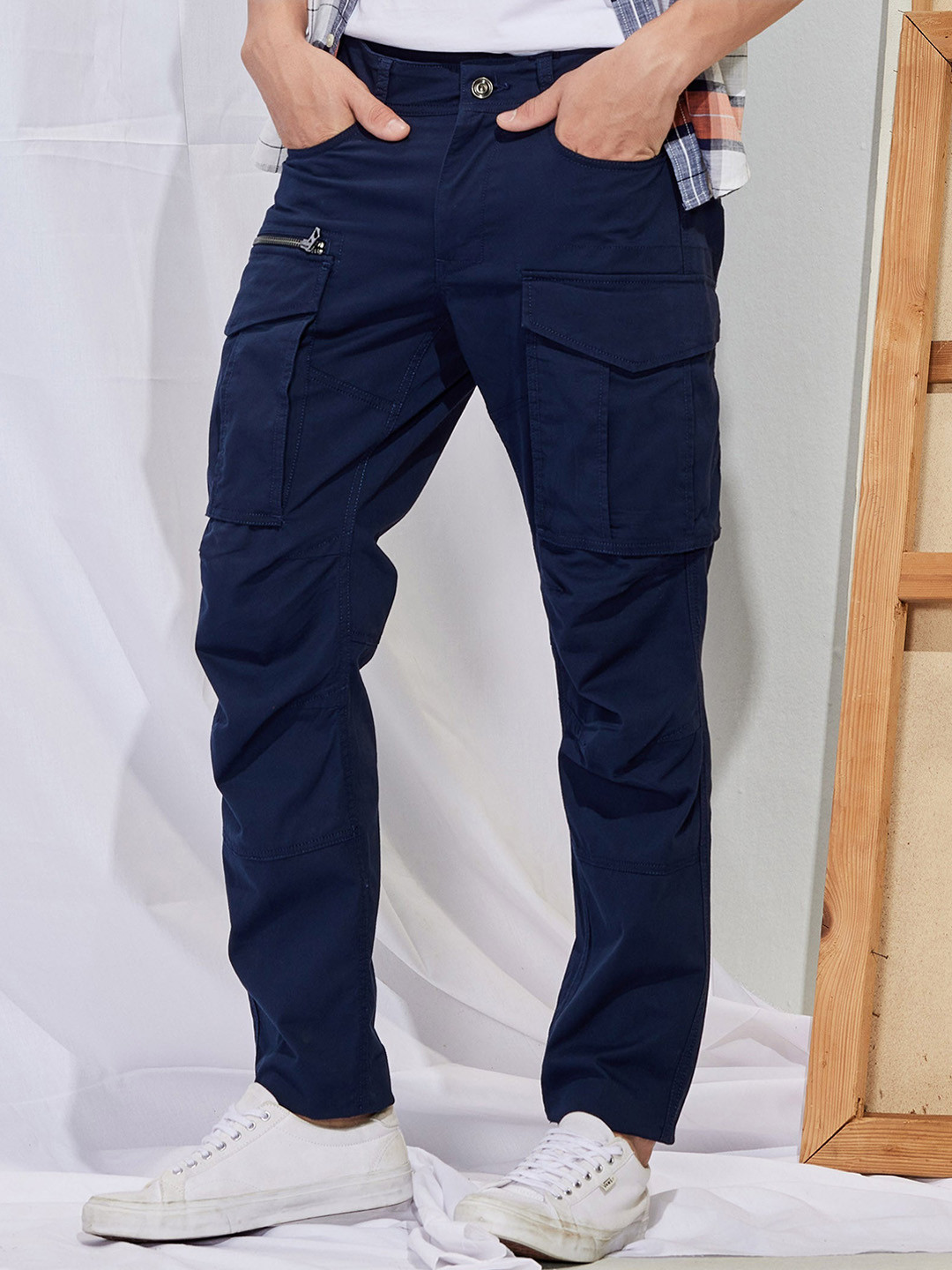 Buy Red Flame Men Slim Fit Mid Rise Cotton Cargos Trousers - Trousers ...