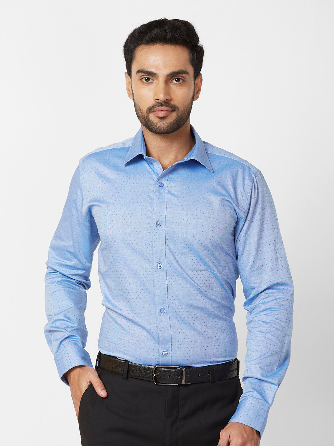 Buy Raymond Contemporary Fit Self Design Cutaway Collar Cotton Formal ...