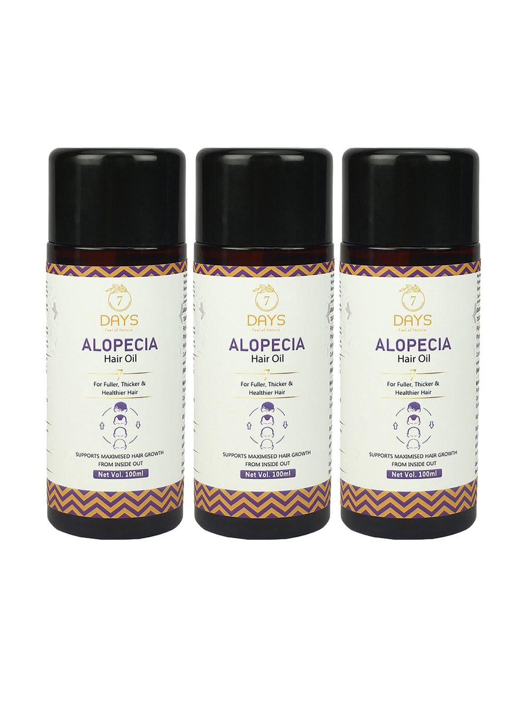 Buy 7 DAYS Set Of 3 Alopecia Hair Oil With Bhringraj & Onion 100 Ml ...