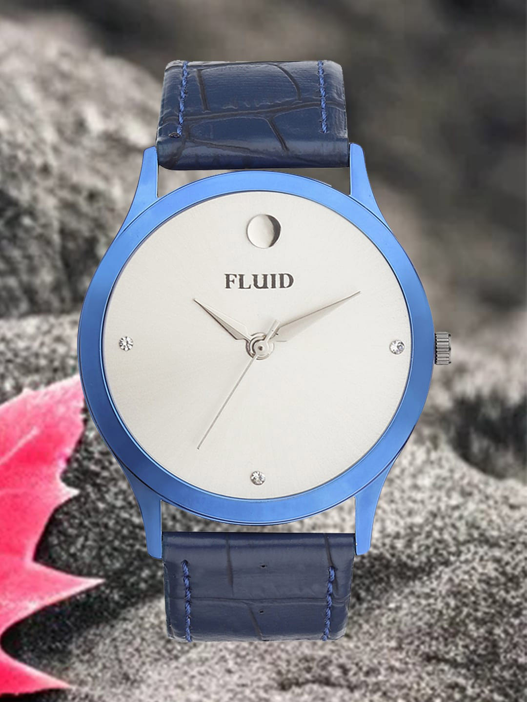 Buy FLUID Men Embellished Dial Leather Textured Straps Analogue Watch ...