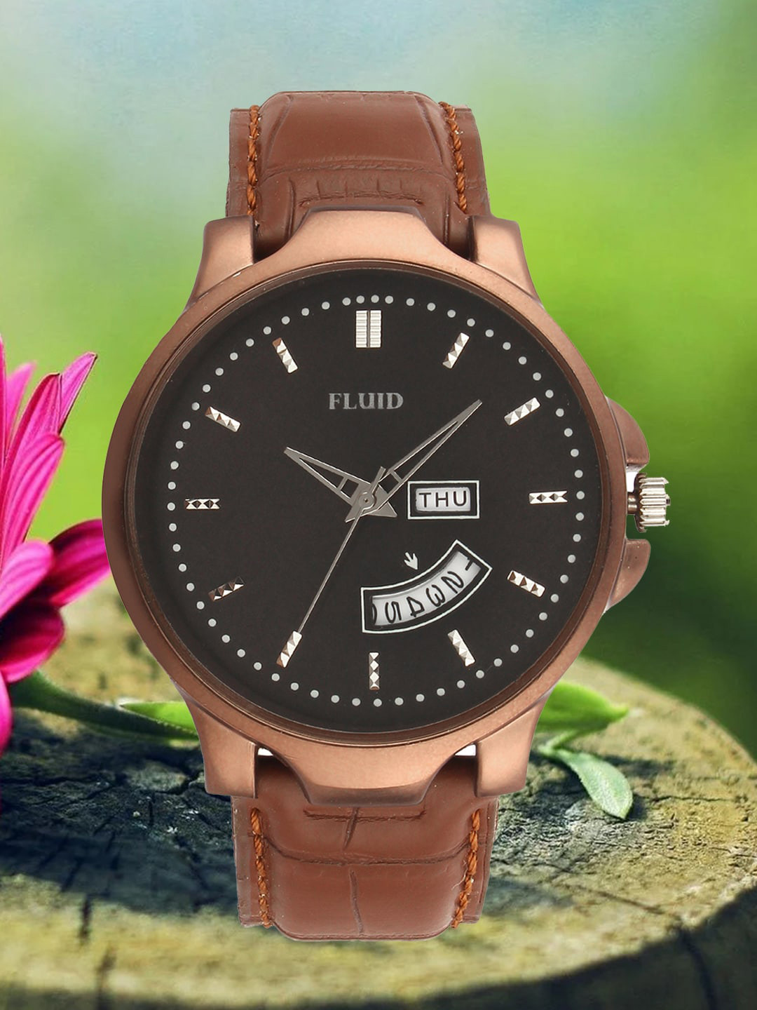 Buy FLUID Men Dial & Leather Straps Analogue Watch FLWatch24 773G BK01 ...