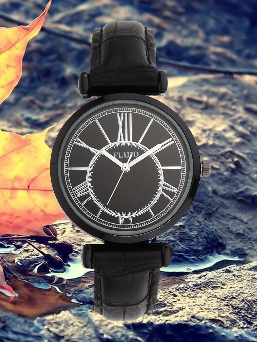Buy FLUID Women Embellished Dial & Leather Textured Strap Analogue ...