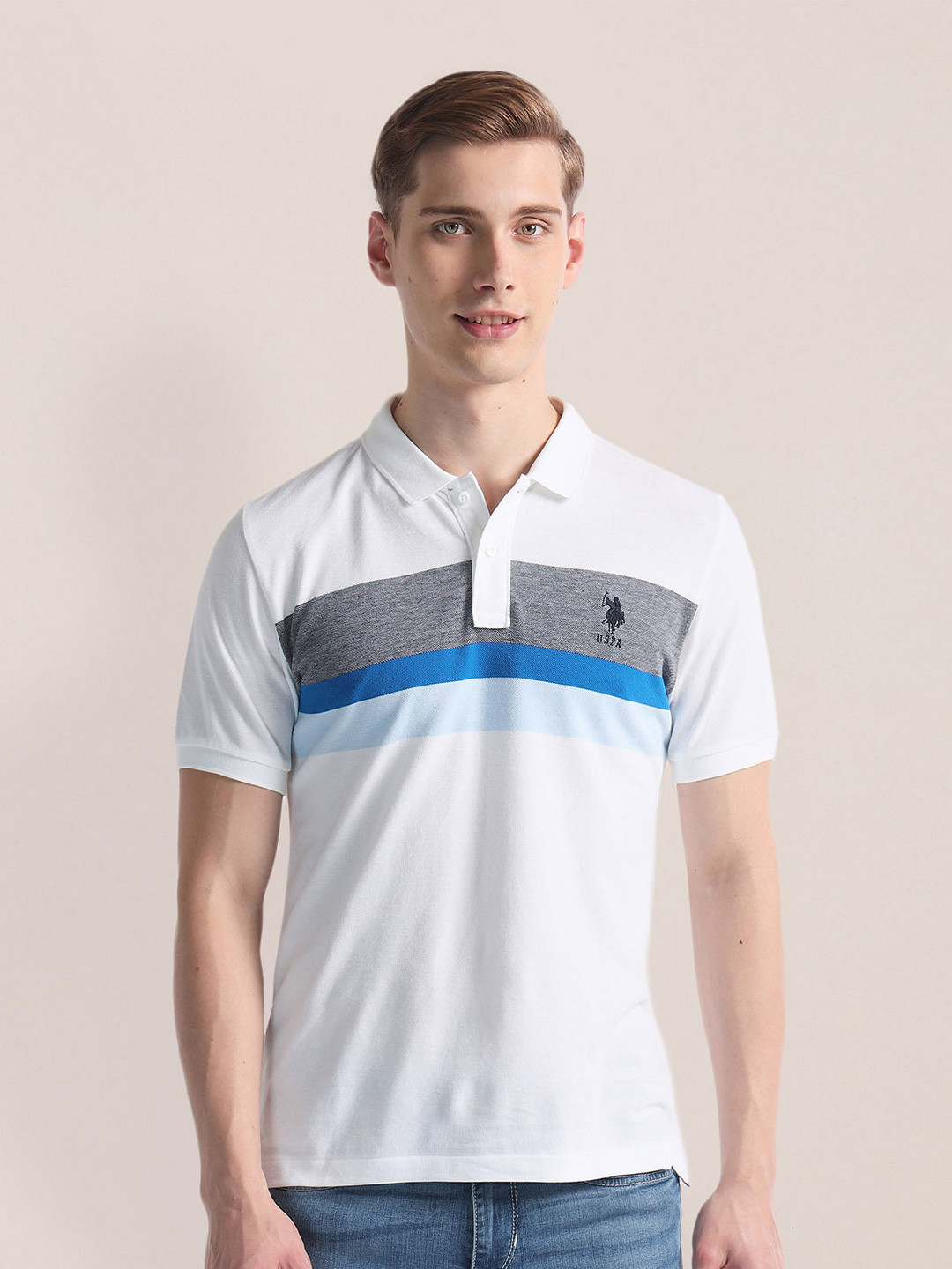 Buy U.S. Polo Assn. Polo Collar Cotton Slim Fit T Shirt - Tshirts for Men 27380770 | Myntra