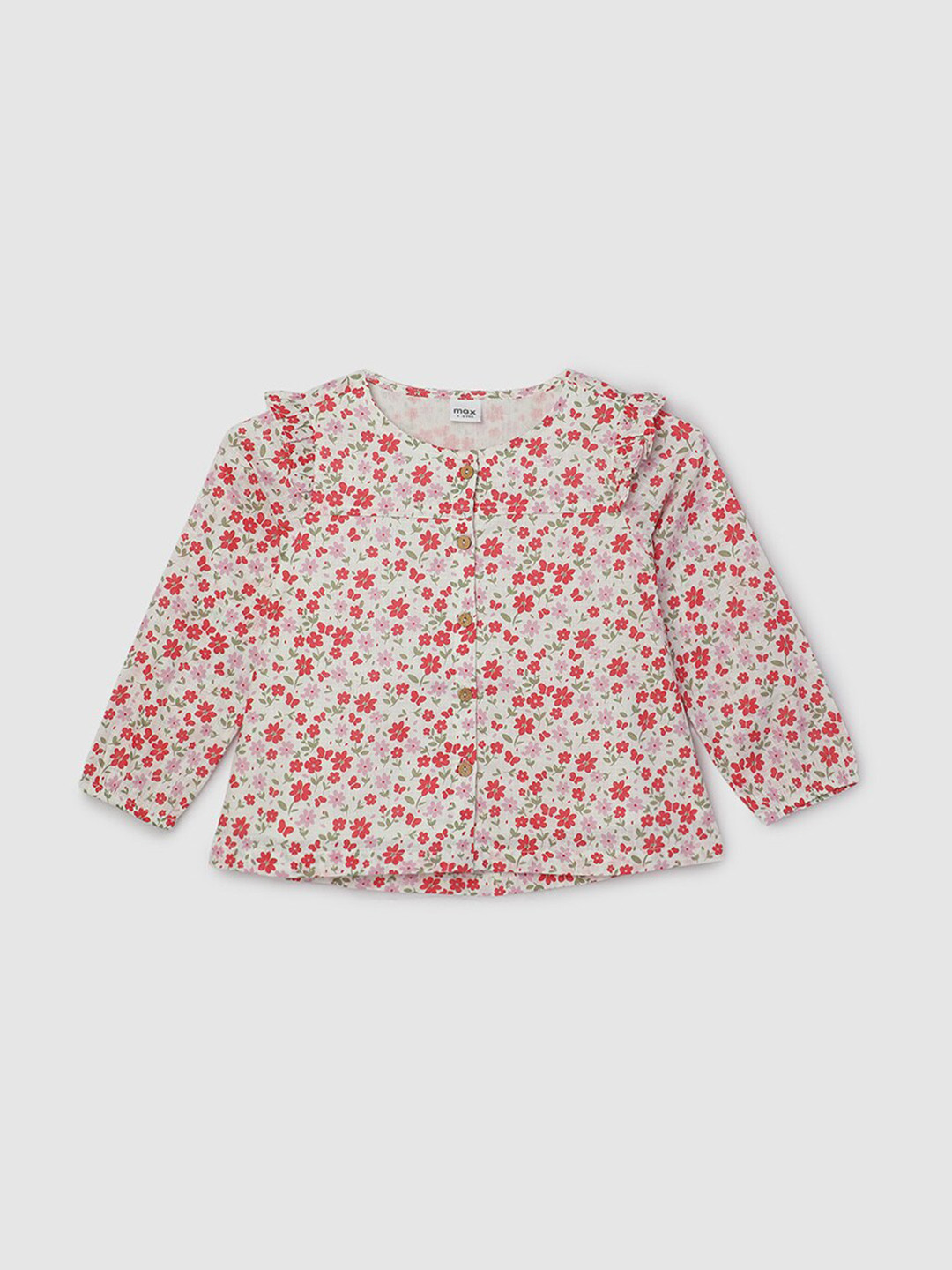 Buy Max Girls Floral Printed Round Neck Cotton Shirt Style Top - Tops ...