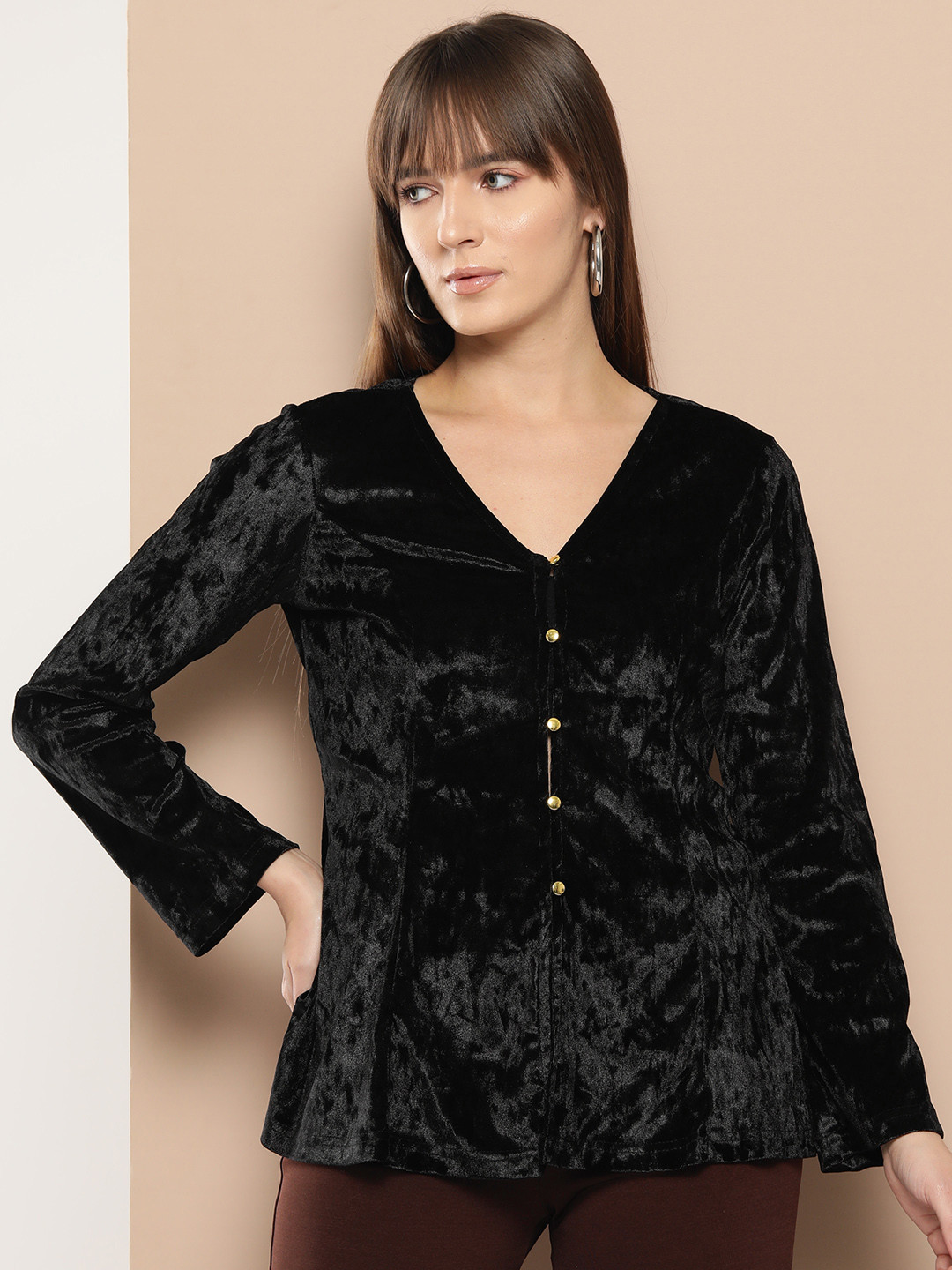 Buy Chemistry Self Design Velvet Peplum Top - Tops for Women 27389116 ...