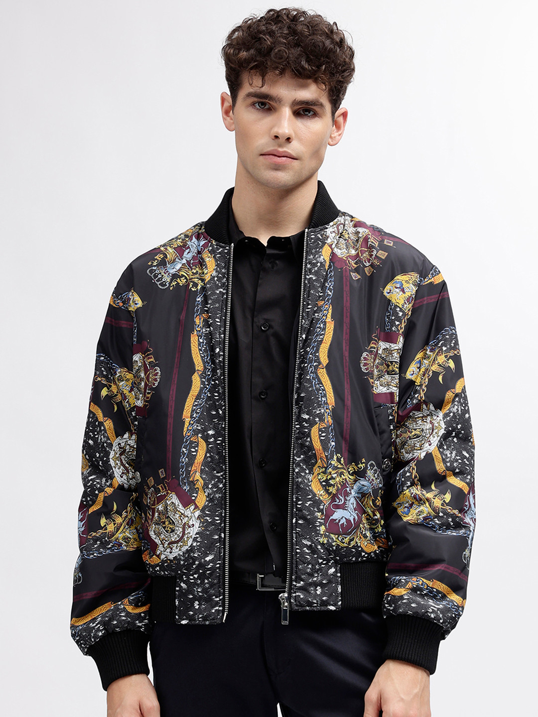 Buy Just Cavalli Men Bomber With Patchwork Jacket - Jackets for Men ...