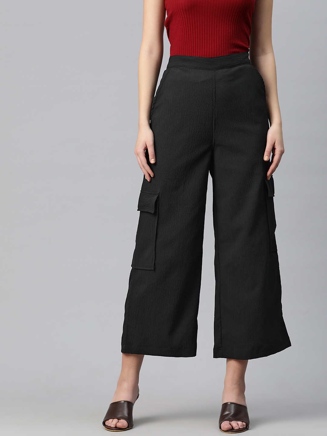 Buy Readiprint Flared Cropped Cargos - Trousers for Women 27389558 | Myntra