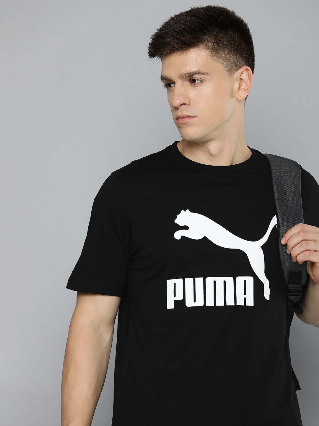 Buy Puma Men Classics Brand Logo Printed Pure Cotton T Shirt - Tshirts ...