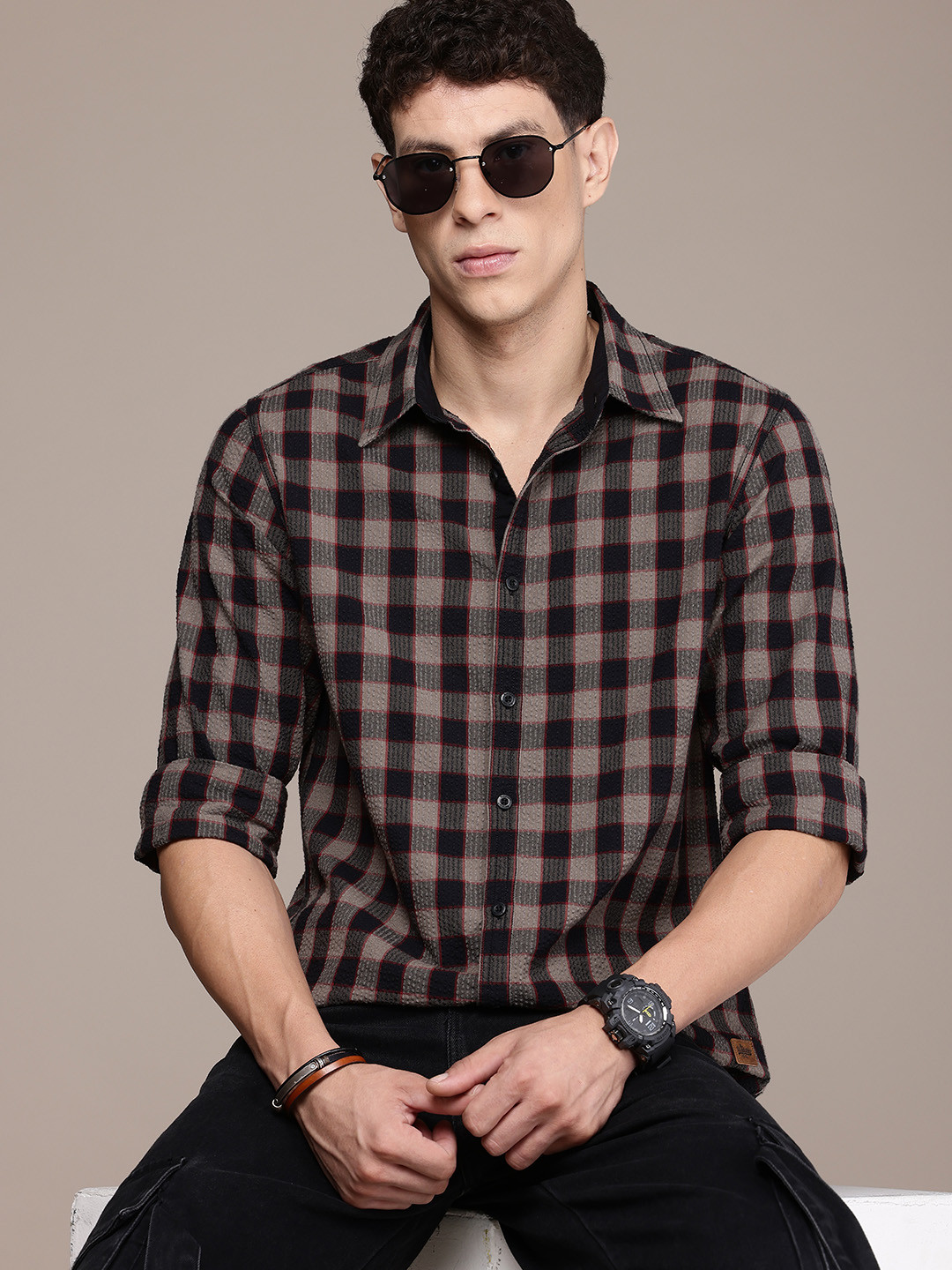 Buy The Roadster Life Co. Men Pure Cotton Checked Casual Shirt - Shirts for Men 27393898 | Myntra