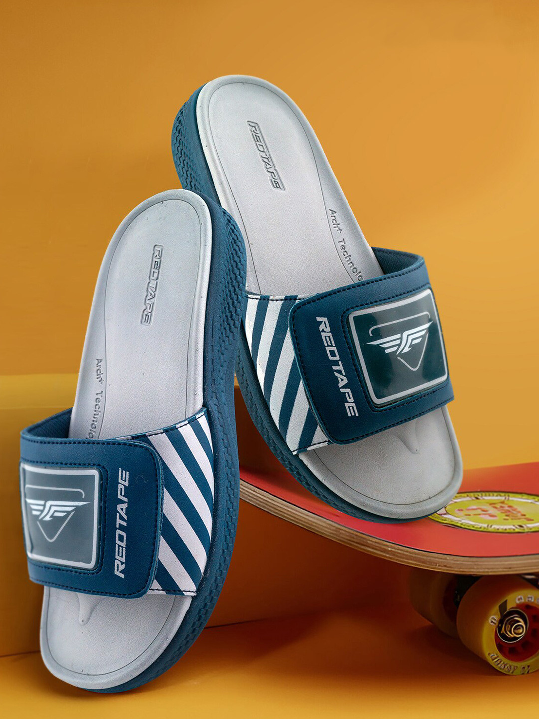 Buy Red Tape Men Colourblocked Sliders - Flip Flops for Men 27395142 ...