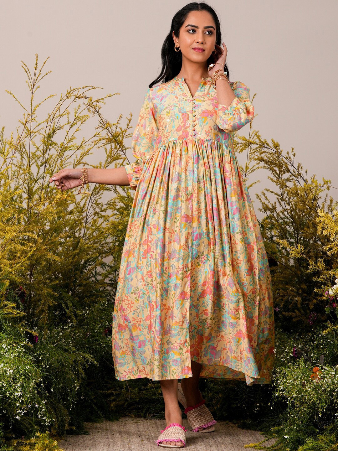 Buy Libas Floral Print A Line Maxi Dress - Ethnic Dresses for Women ...