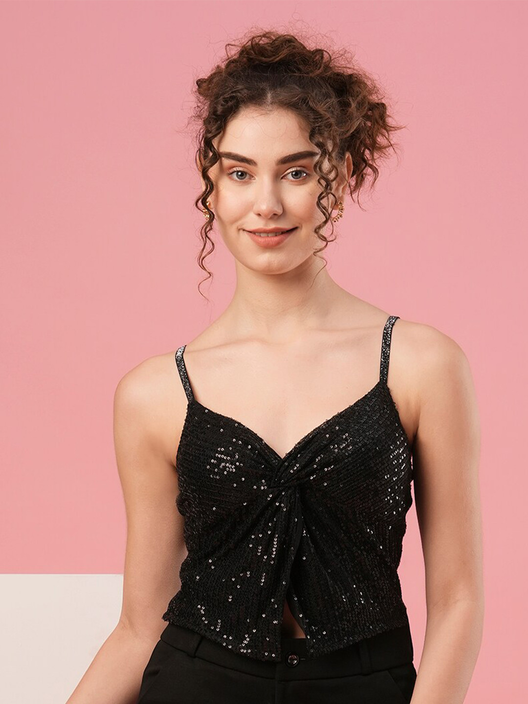 Buy Globus Sweetheart Neck Shoulder Straps Twisted Detail Sequinned ...