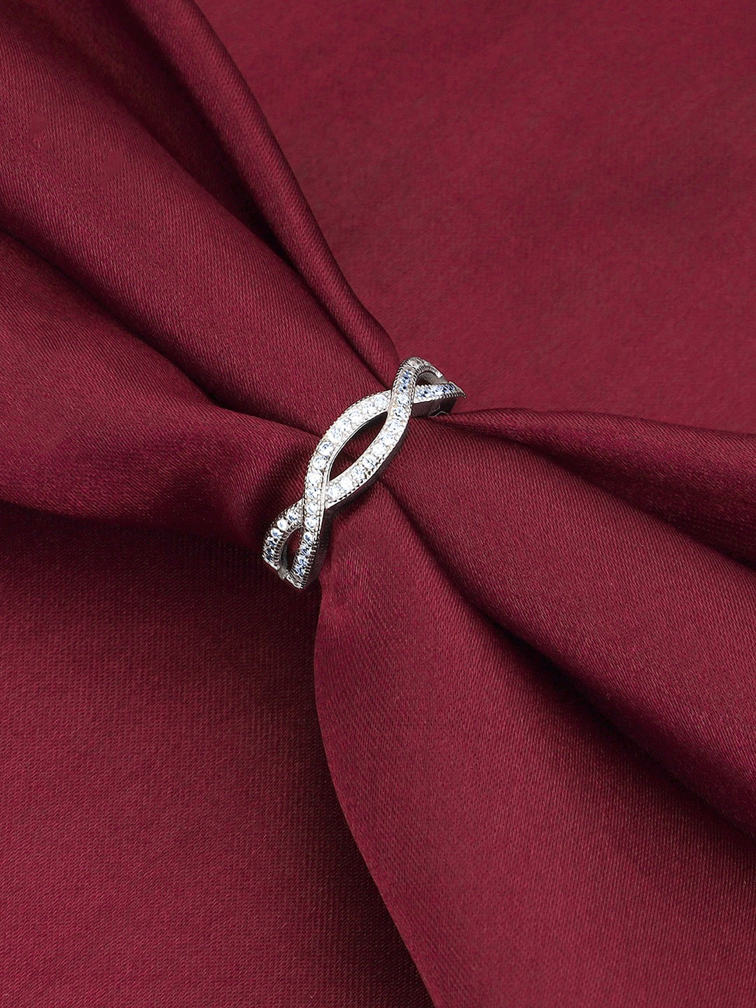 Buy GIVA Rhodium Plated 925 Sterling Silver Cubic Zirconia Finger Ring ...