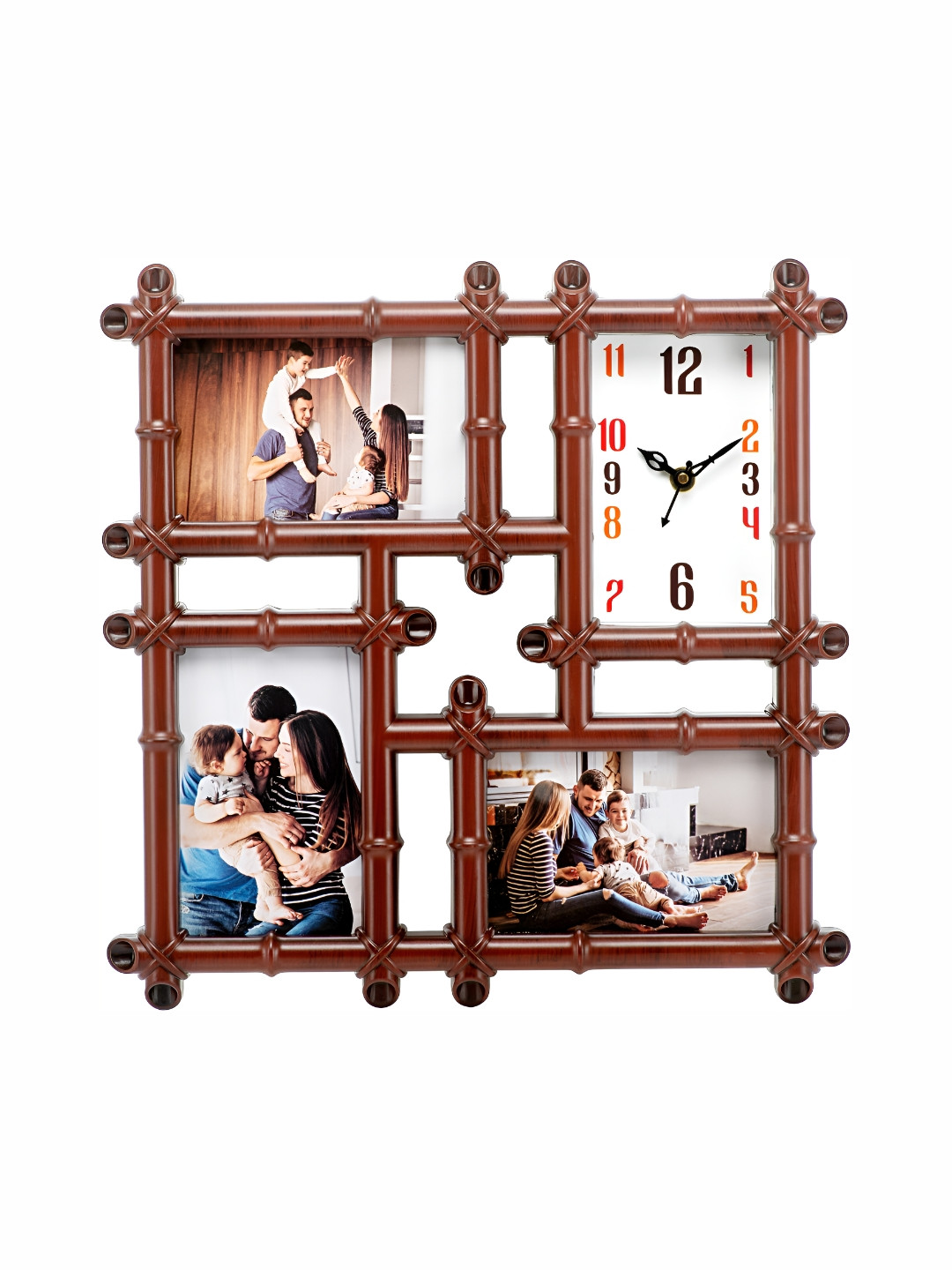 Buy Attractionz Brown Textured Analog Rectangle Contemporary Wall Clock ...