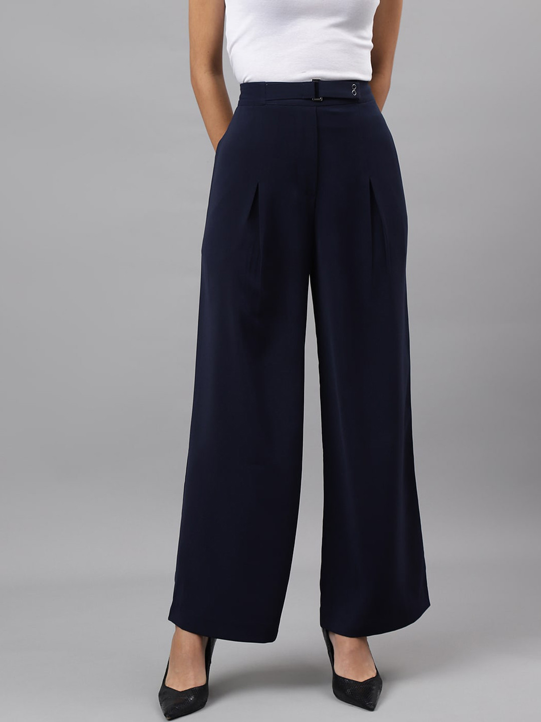 Buy Latin Quarters Women Relaxed Slim Fit Easy Wash Formal Trousers ...