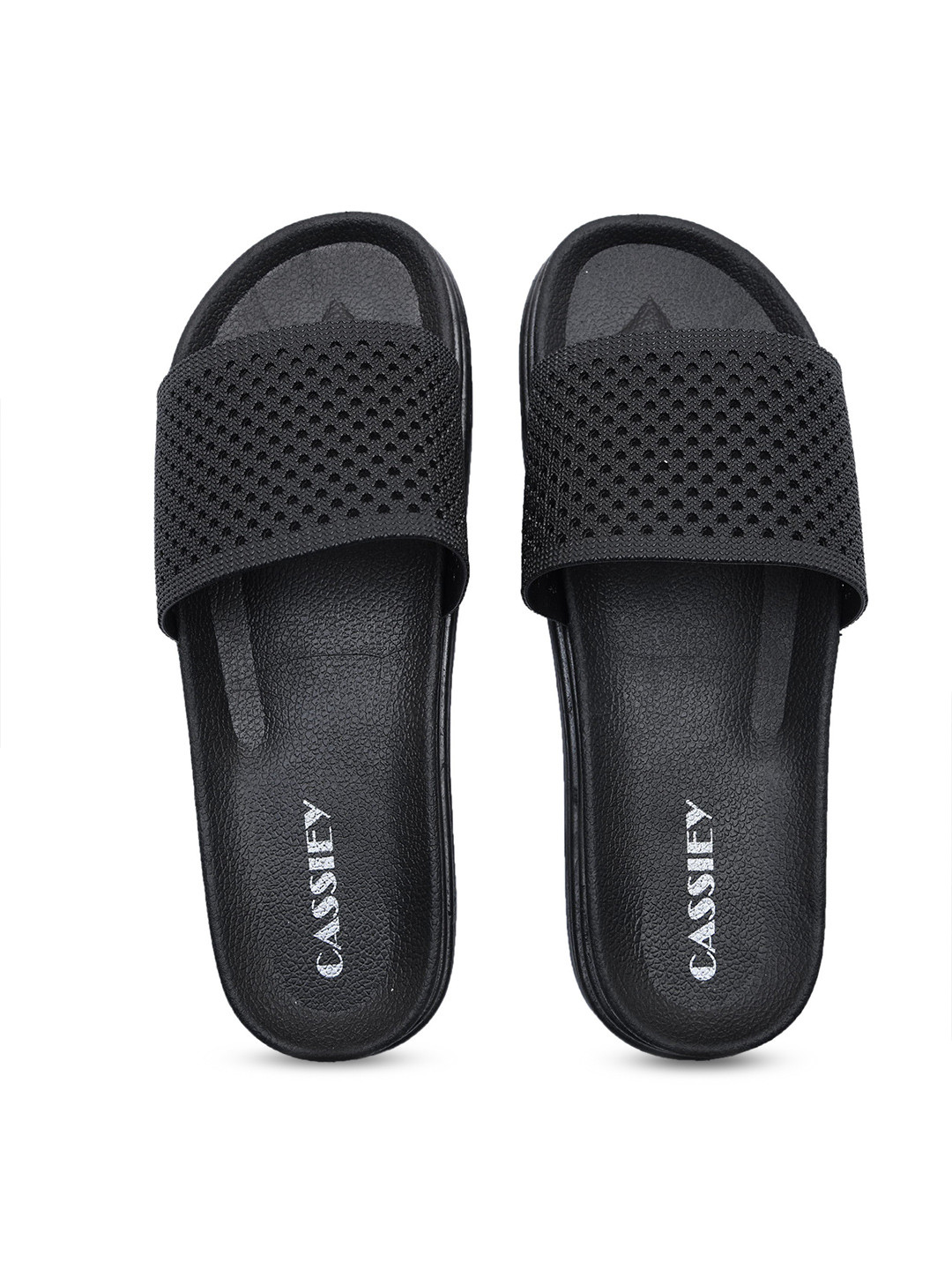 Buy CASSIEY Women Textured Laser Cut Sliders - Flip Flops for Women ...