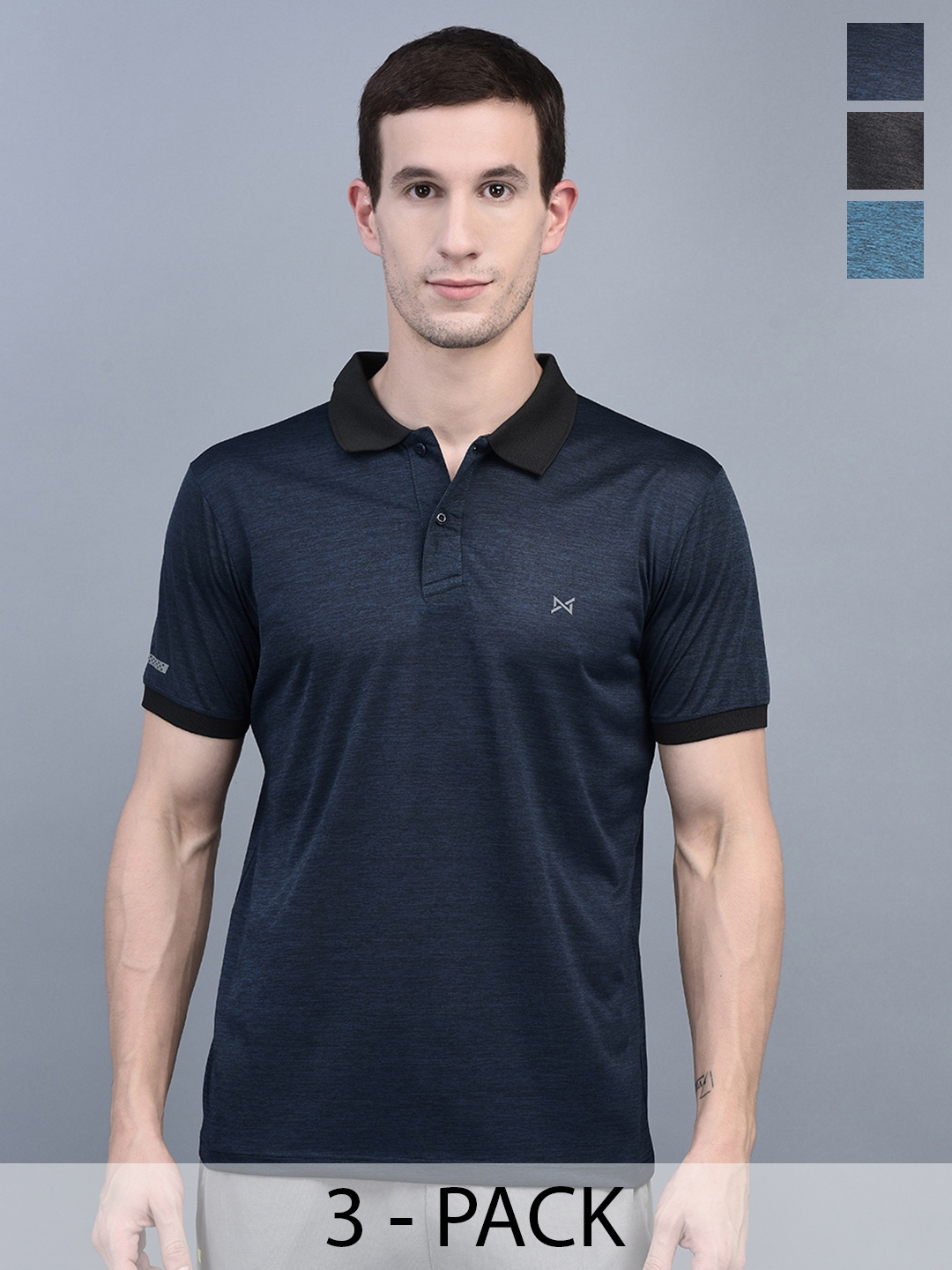 Buy Force Nxt Men Pack Of 3 Solid Polo Collar Anti Viral Anti Odour