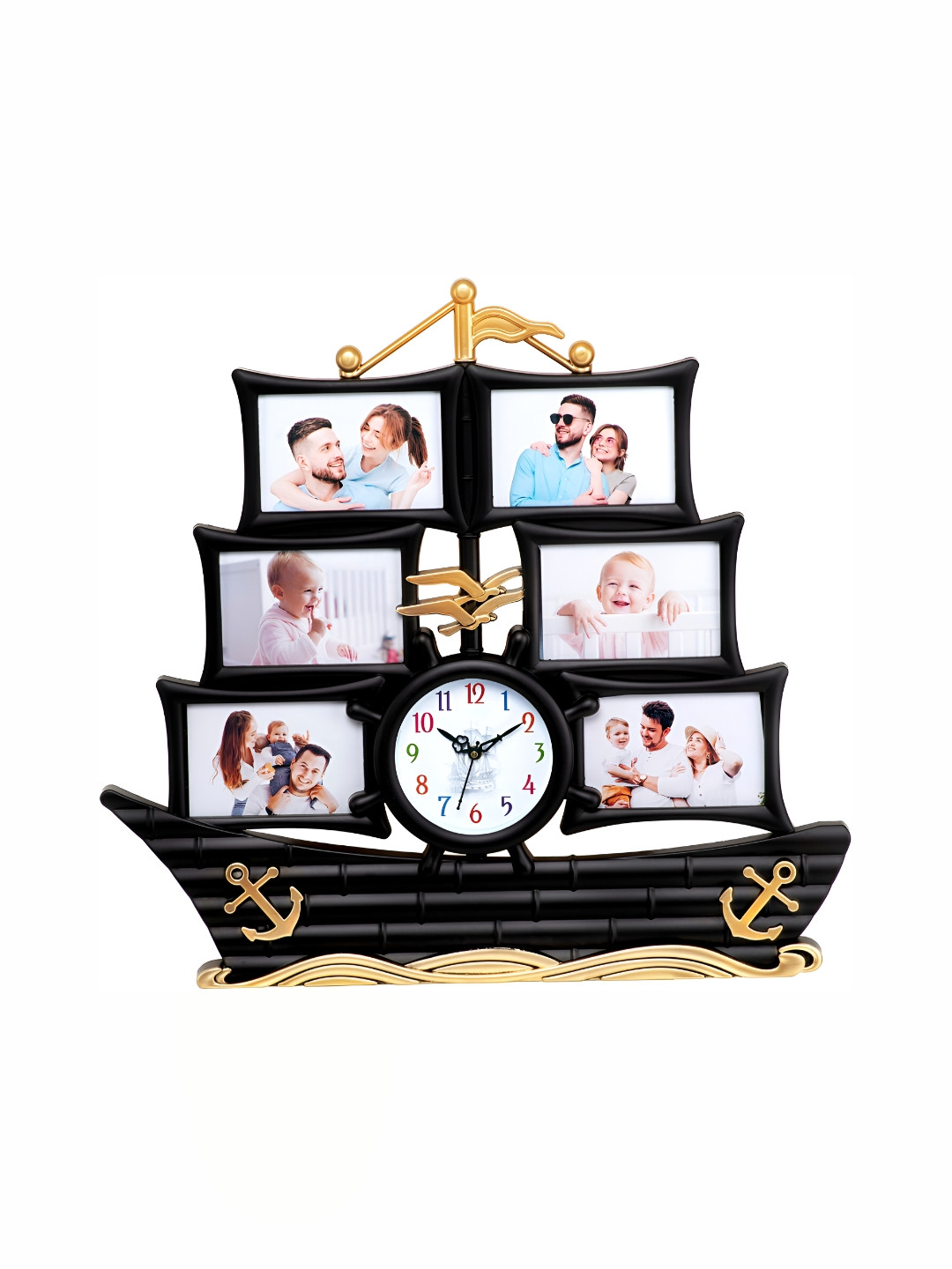 Buy Attractionz Black Round Shape Textured Analogue Contemporary Wall ...