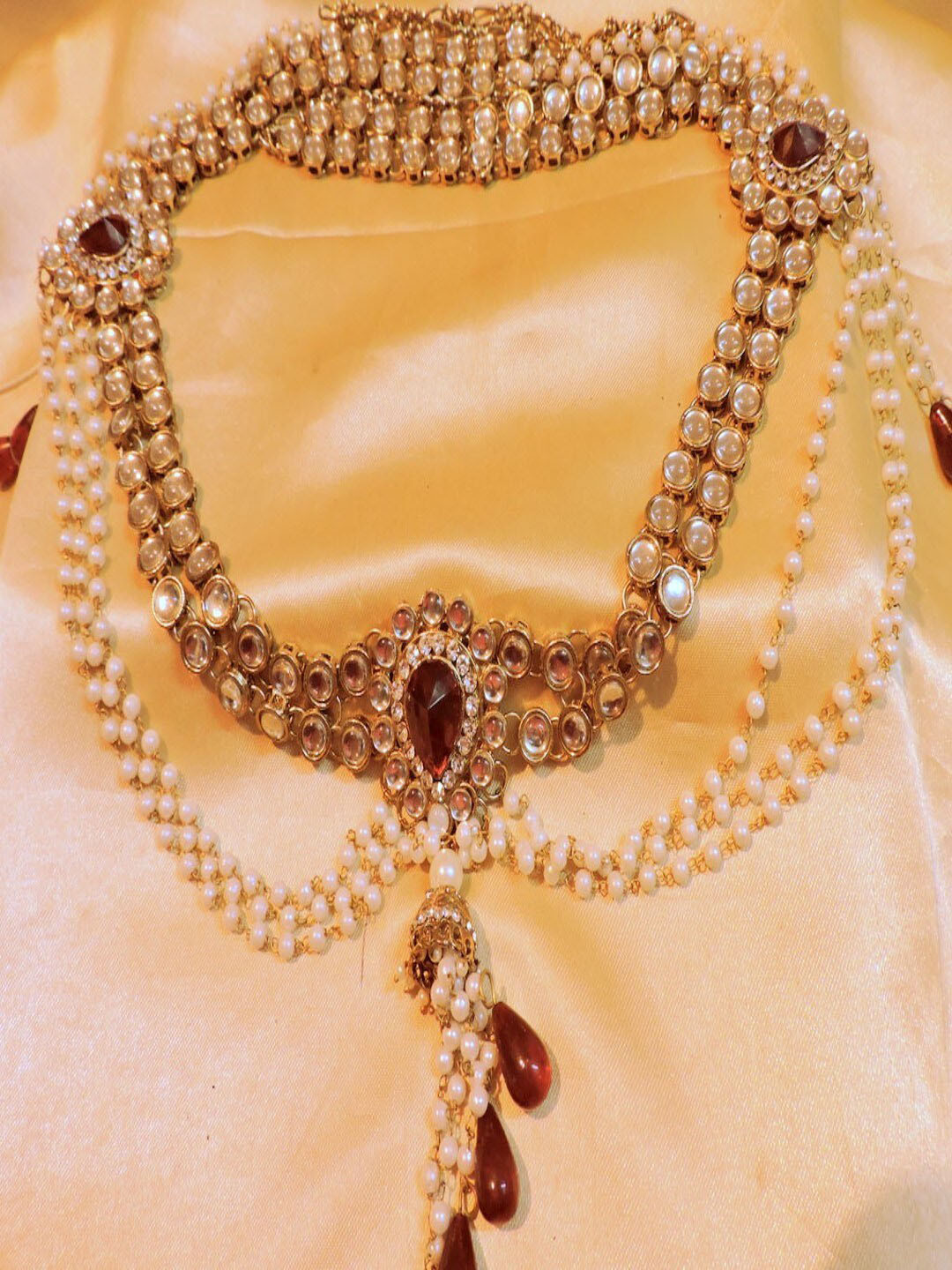 Buy Runjhun Gold Plated Kundan Studded Waist Chain Saree Accessories ...