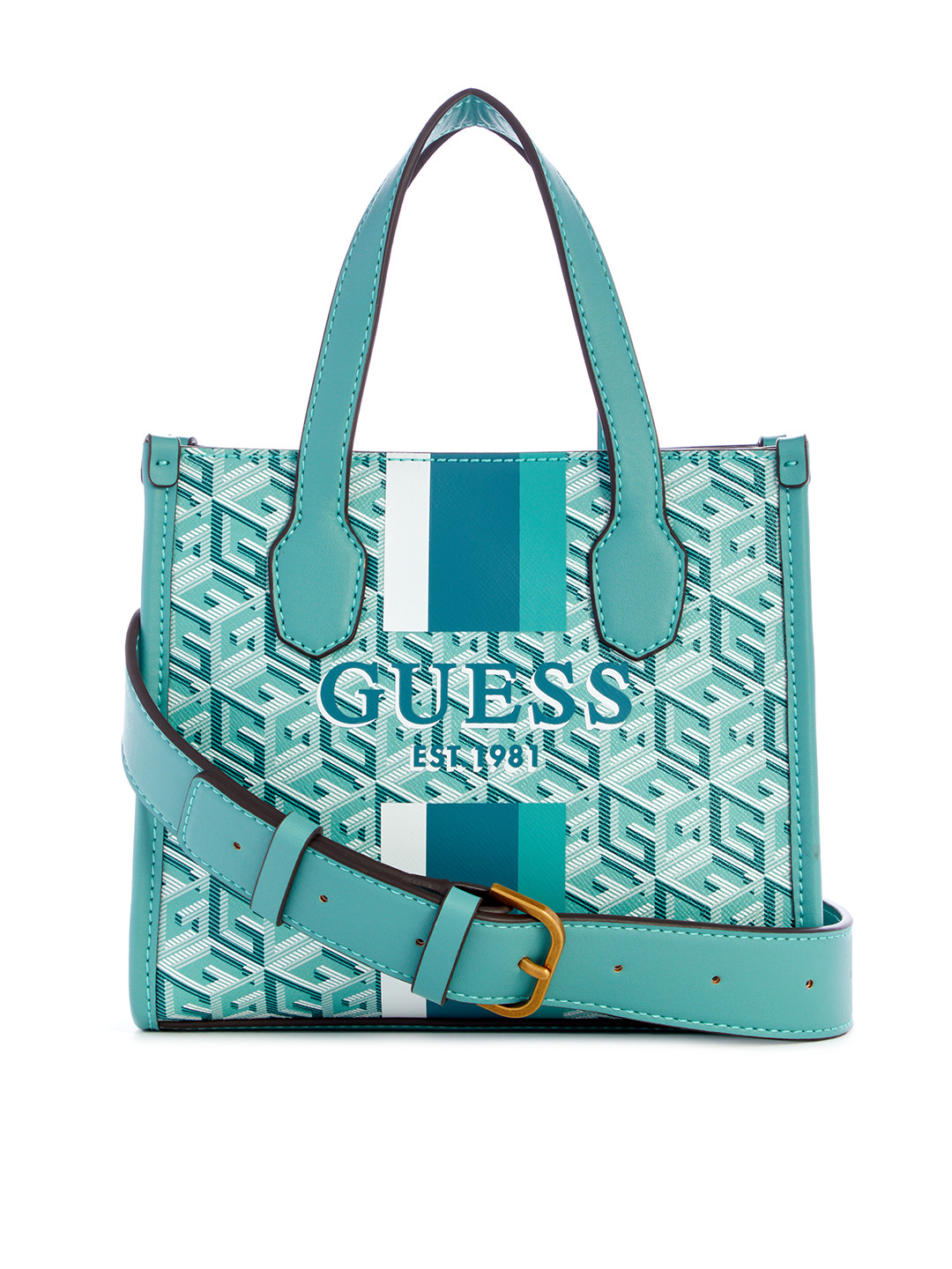 Buy GUESS Brand Logo Printed Structured Shoulder Bag - Handbags for ...