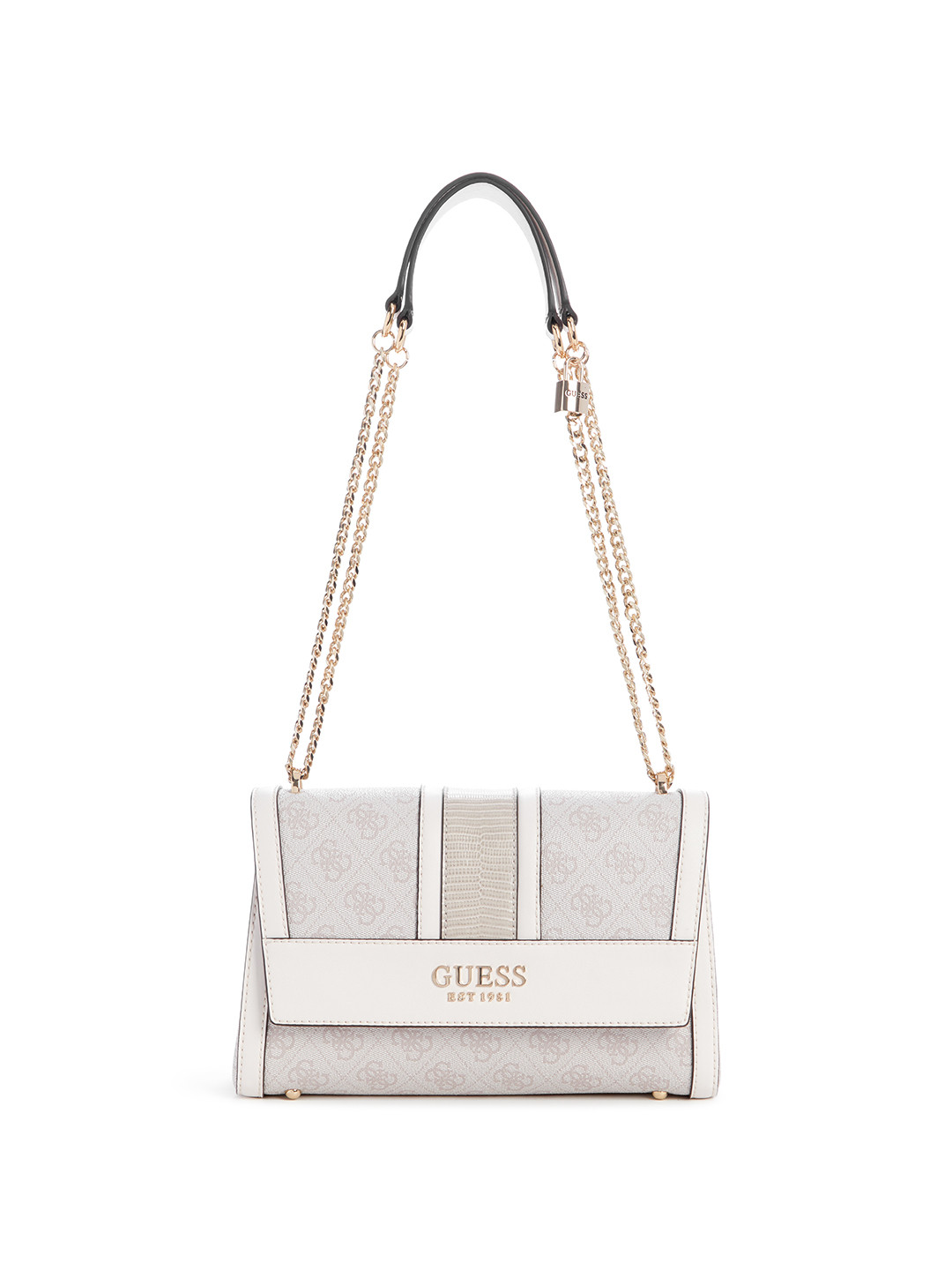 Buy GUESS Brand Logo Printed Structured Convertible Shoulder Bag ...