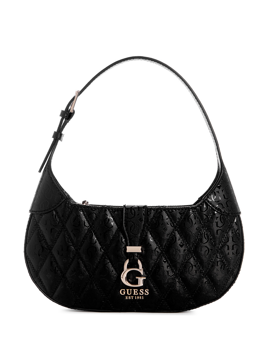 Buy GUESS Brand Logo Textured Structured Baguette Bag With Quilted ...