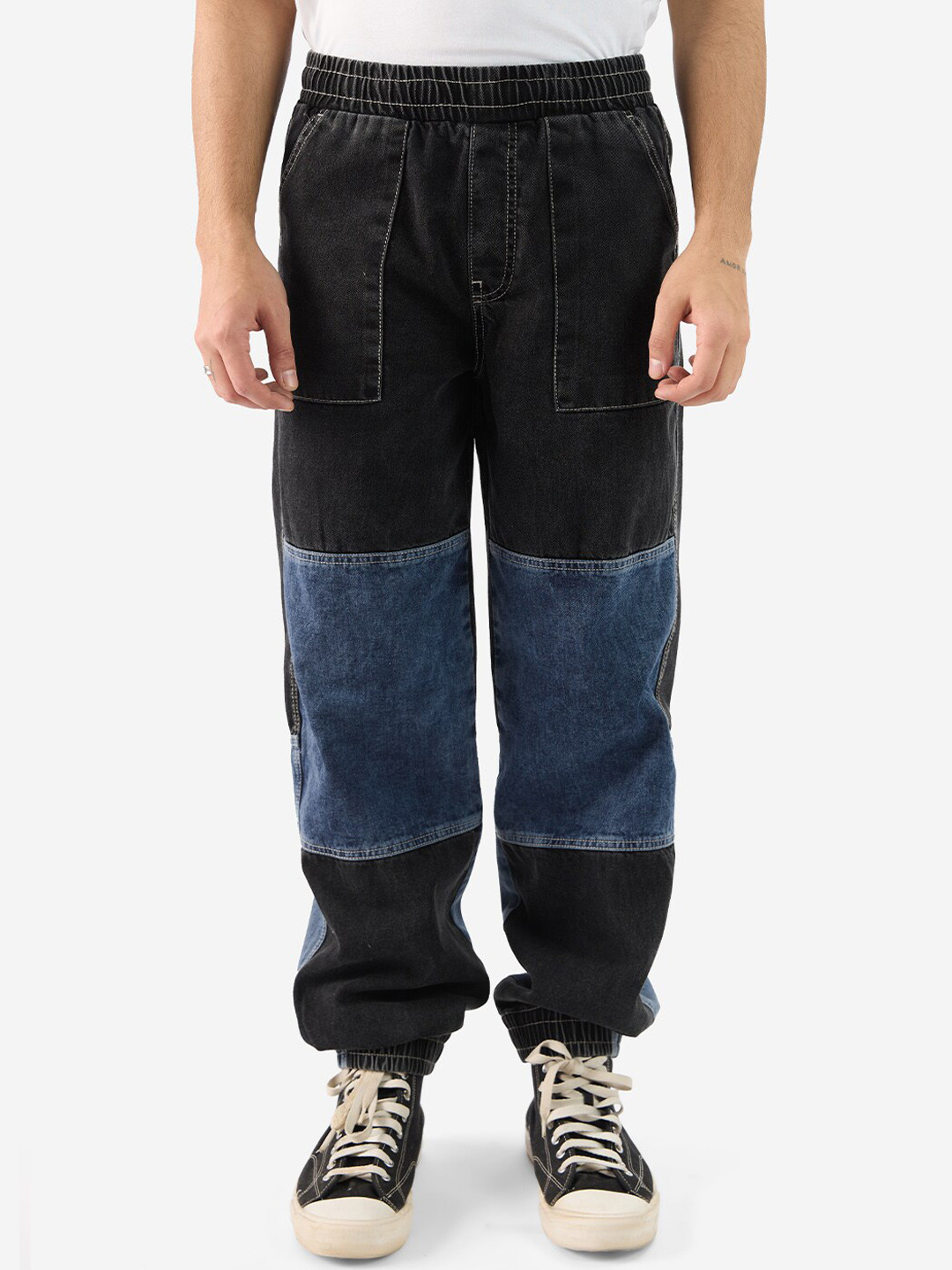 Buy The Souled Store Dawn Men Colourblocked Mid Rise Relaxed Fit ...