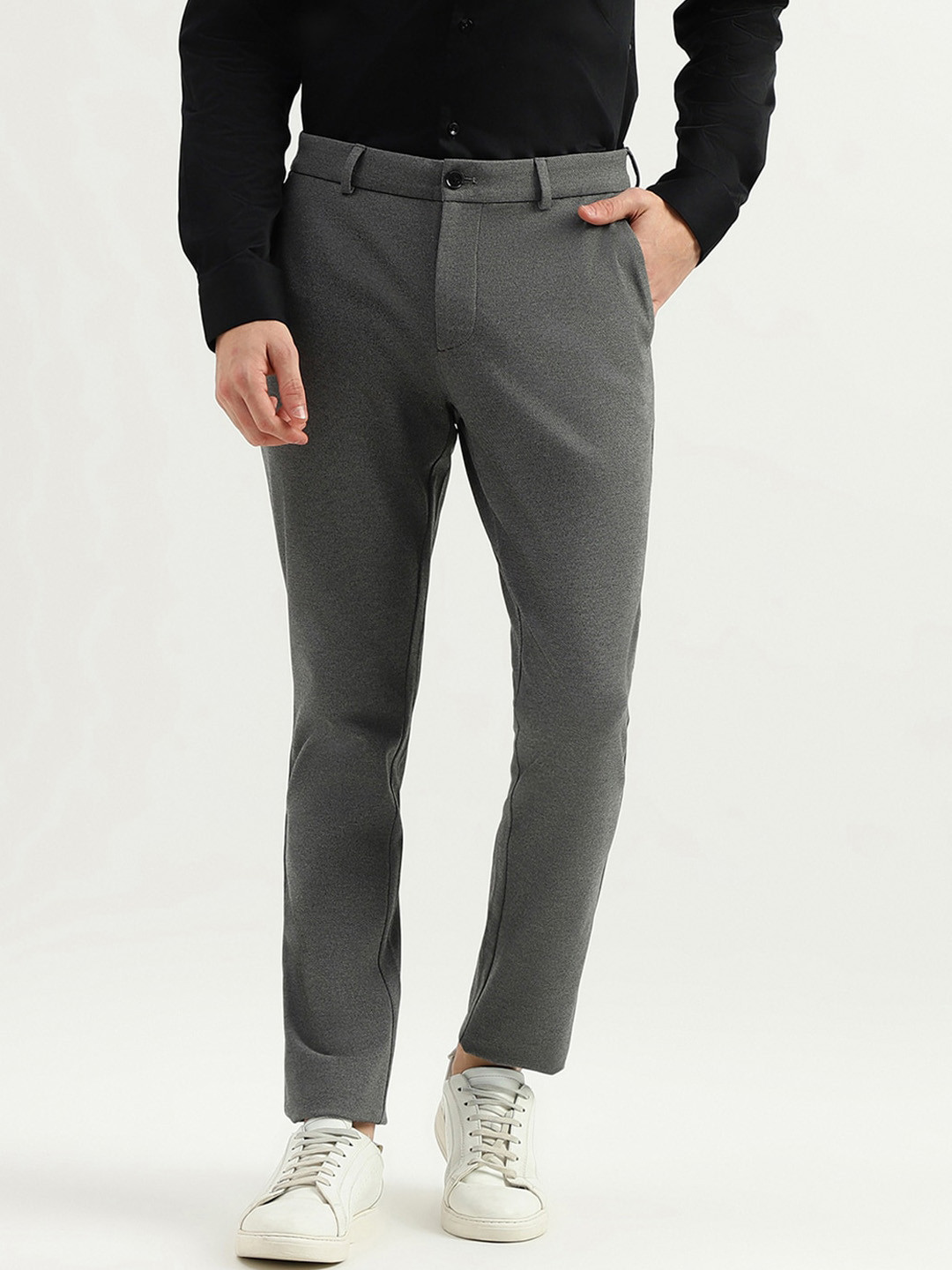 Buy United Colors Of Benetton Men Mid Rise Slim Fit Formal Trousers ...