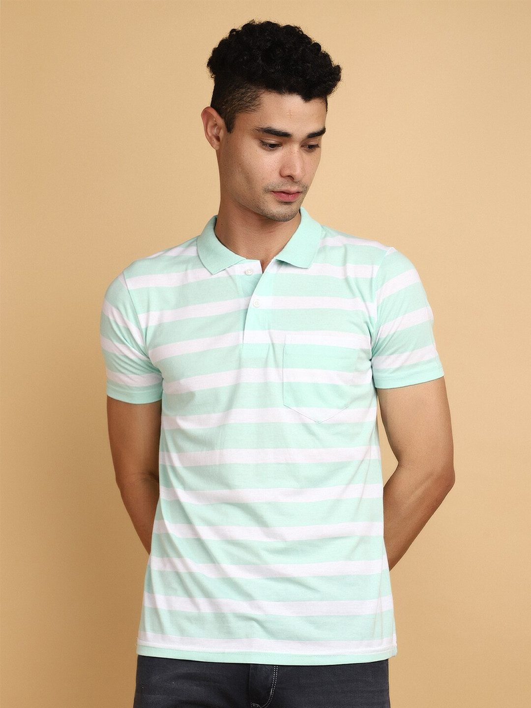 Buy V Mart Striped Printed Polo Collar Slim Fit T Shirt - Tshirts for ...