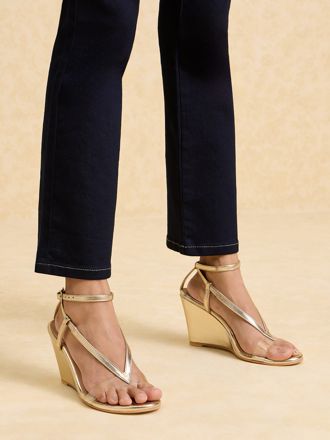 Buy 20Dresses Gold Toned Ankle Loop Wedge Heels - Heels for Women ...