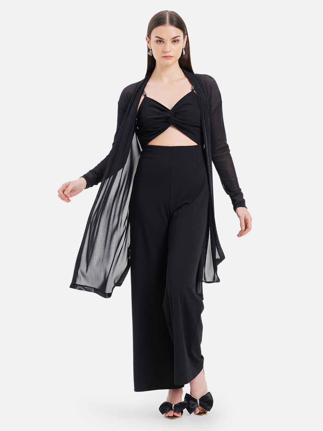 Buy Kazo Women Party Longline Sheer Shrug - Shrug for Women 27454586 | Myntra