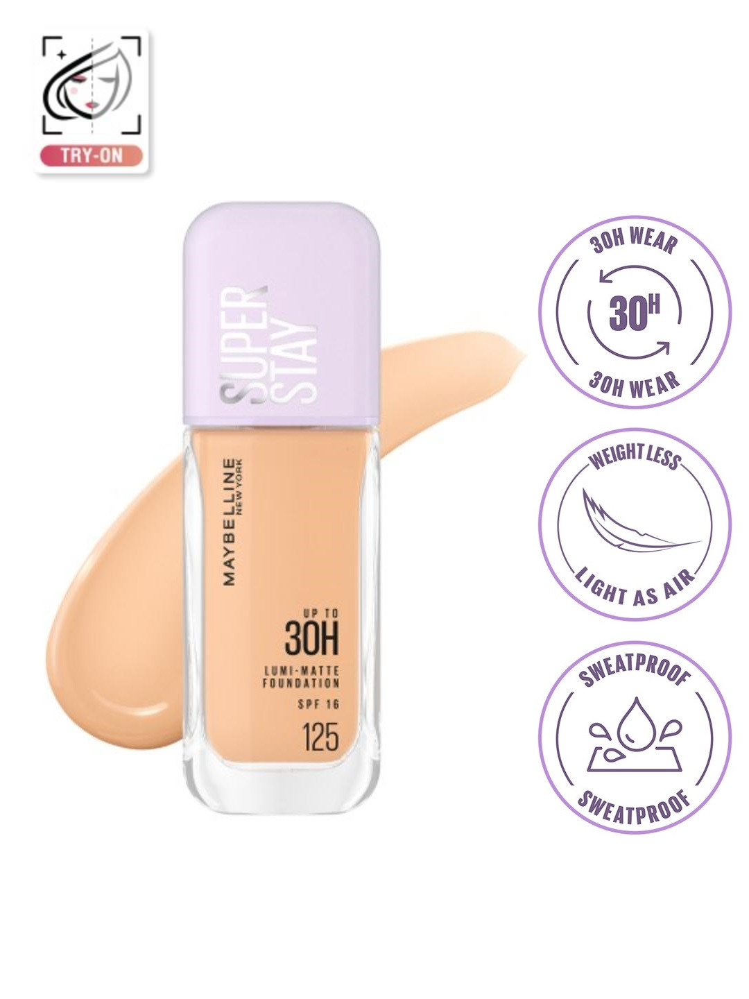 Buy Maybelline New York 30H Longwear Super Stay Lumi Matte Liquid Foundation 35ml Shade 125 ...