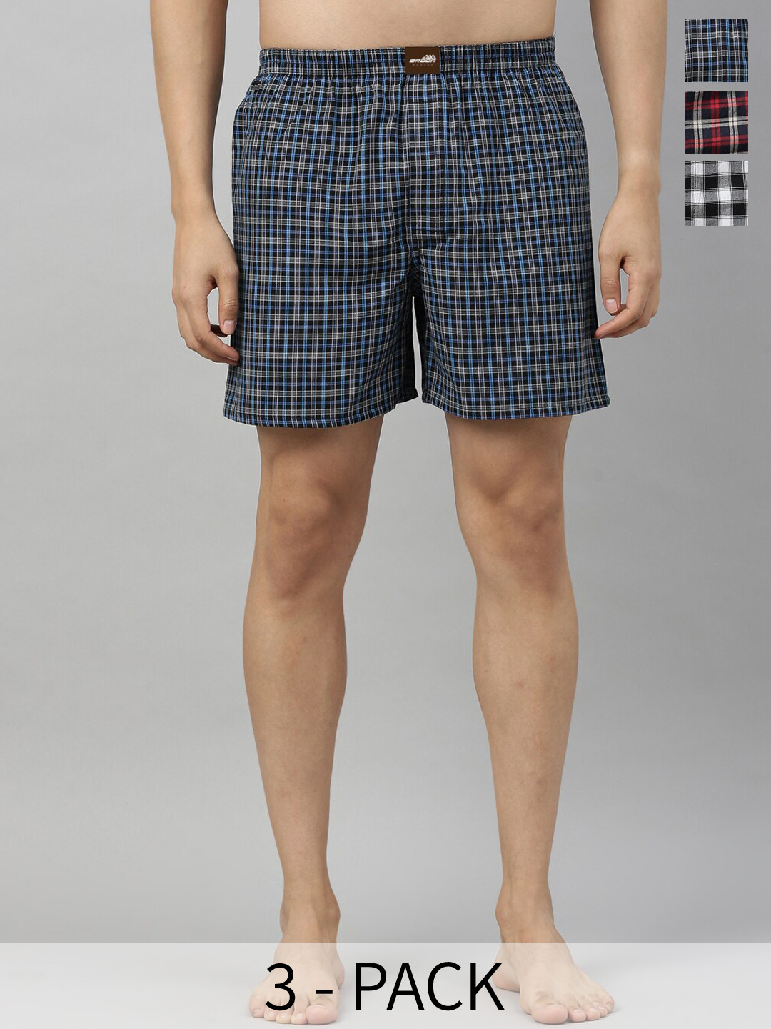 Buy Broon Men Pack Of 3 Assorted Pure Cotton Boxers - Boxers for Men ...