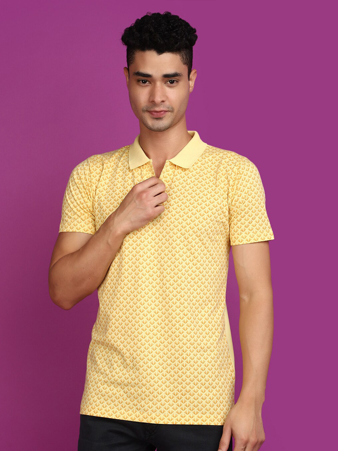 Buy V Mart Abstract Printed Polo Collar Slim Fit T Shirt - Tshirts for ...