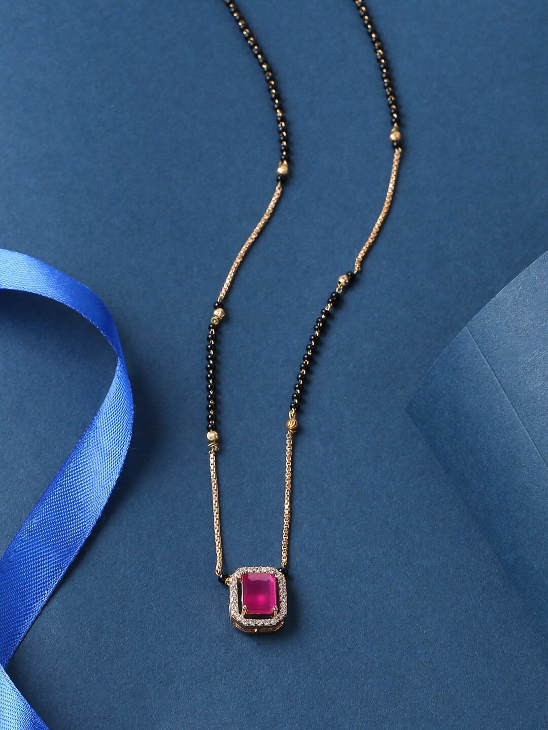 Buy THE AAB STUDIO Gold Plated Artificial Stones And Beads Mangalsutra ...