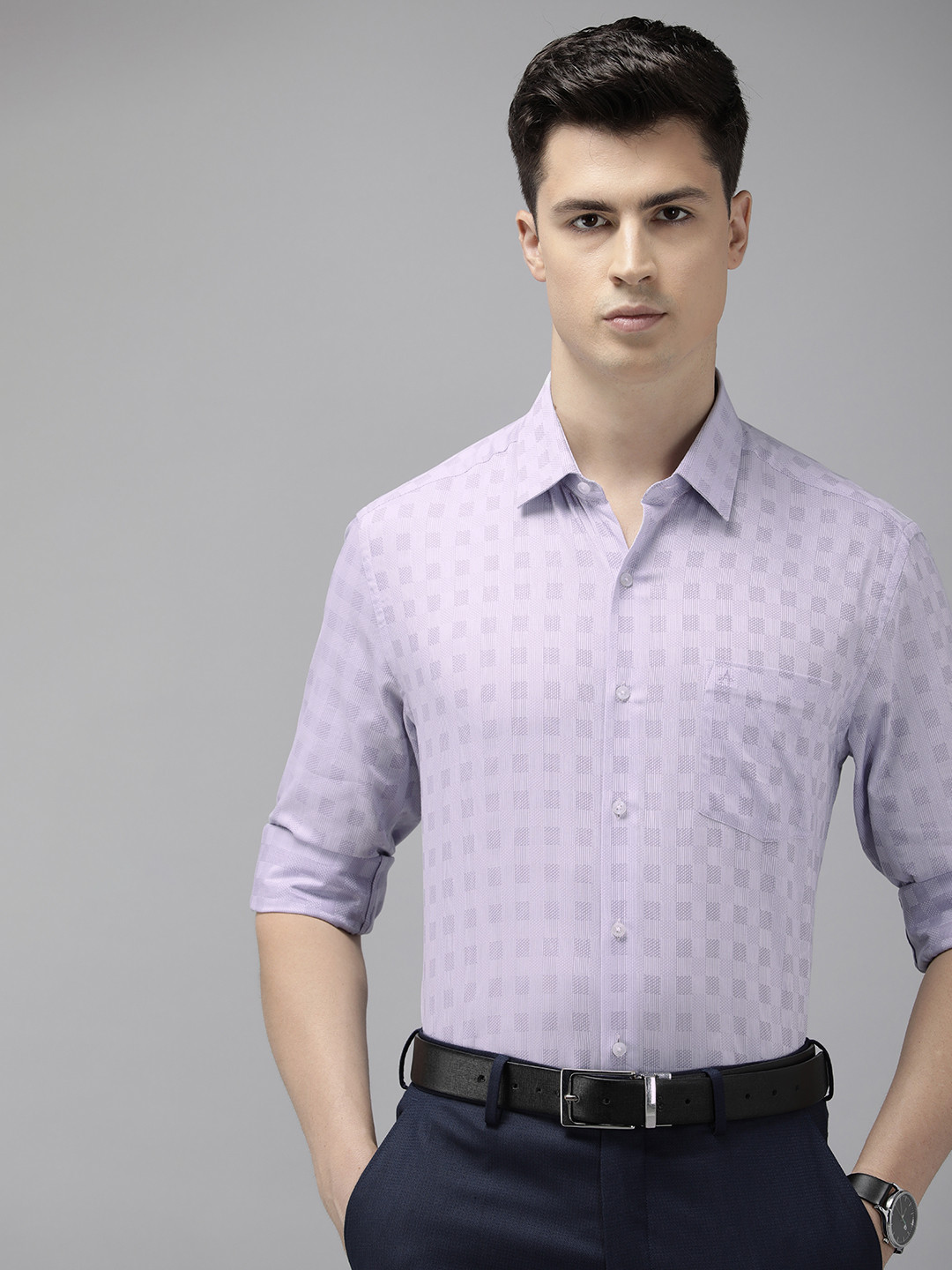 Buy Arrow Men Original Slim Fit Pure Cotton Checked Formal Shirt ...