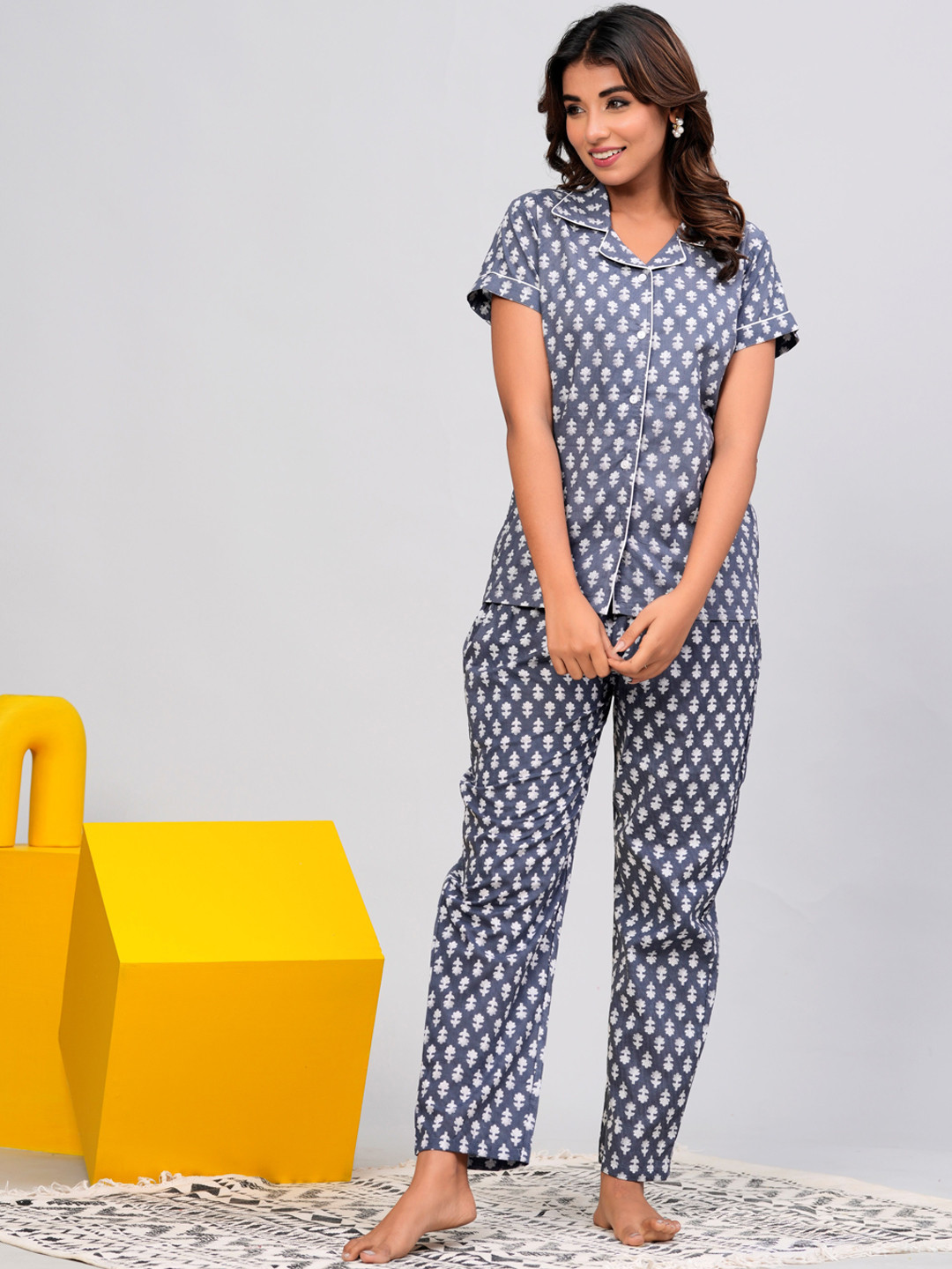 Buy Ichaa Floral Printed Pure Cotton Night Suit - Night Suits for Women ...