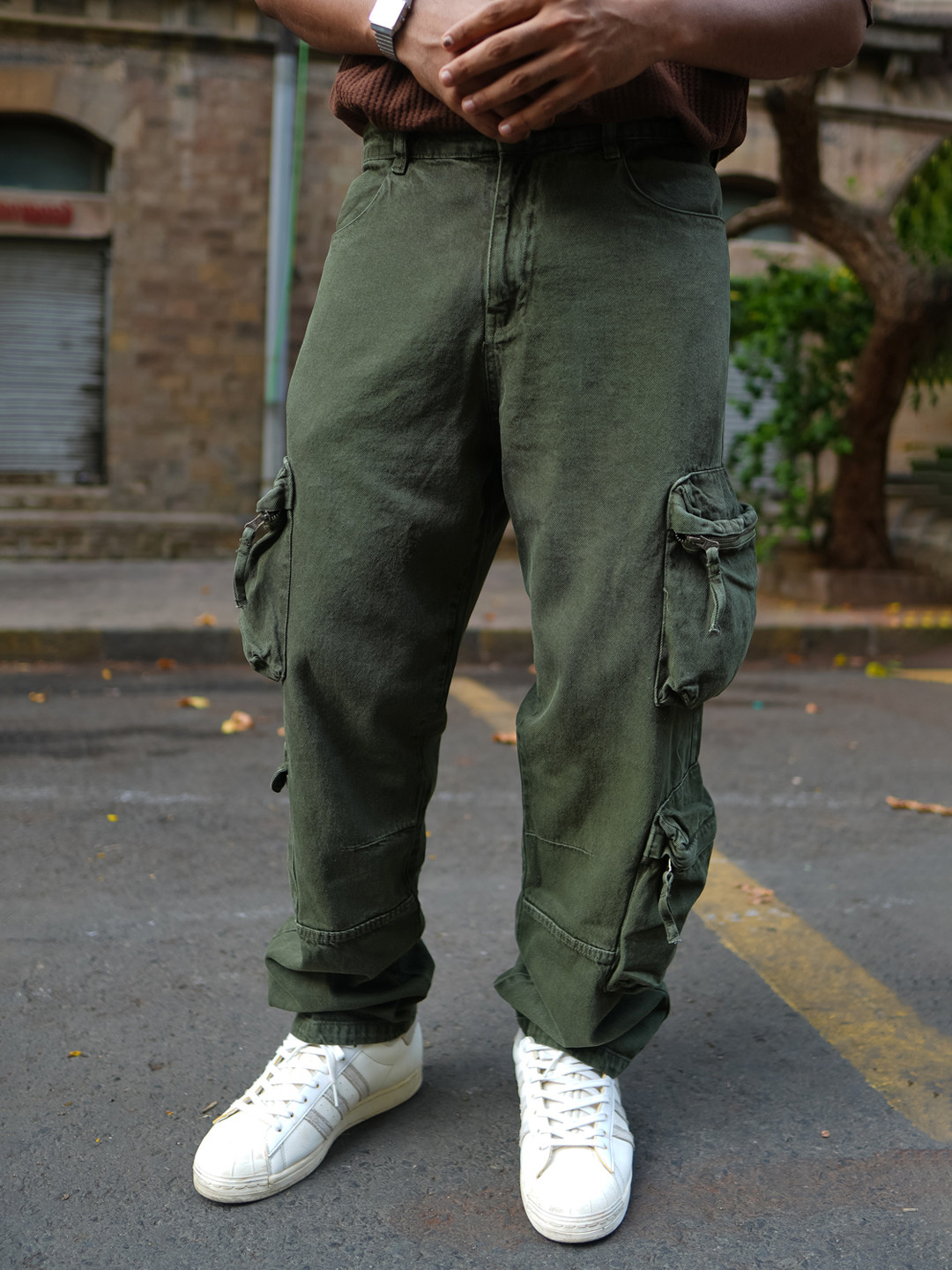 Buy Powerlook Men Baggy Fit Mid Rise Clean Look Light Fade Cotton Denim ...