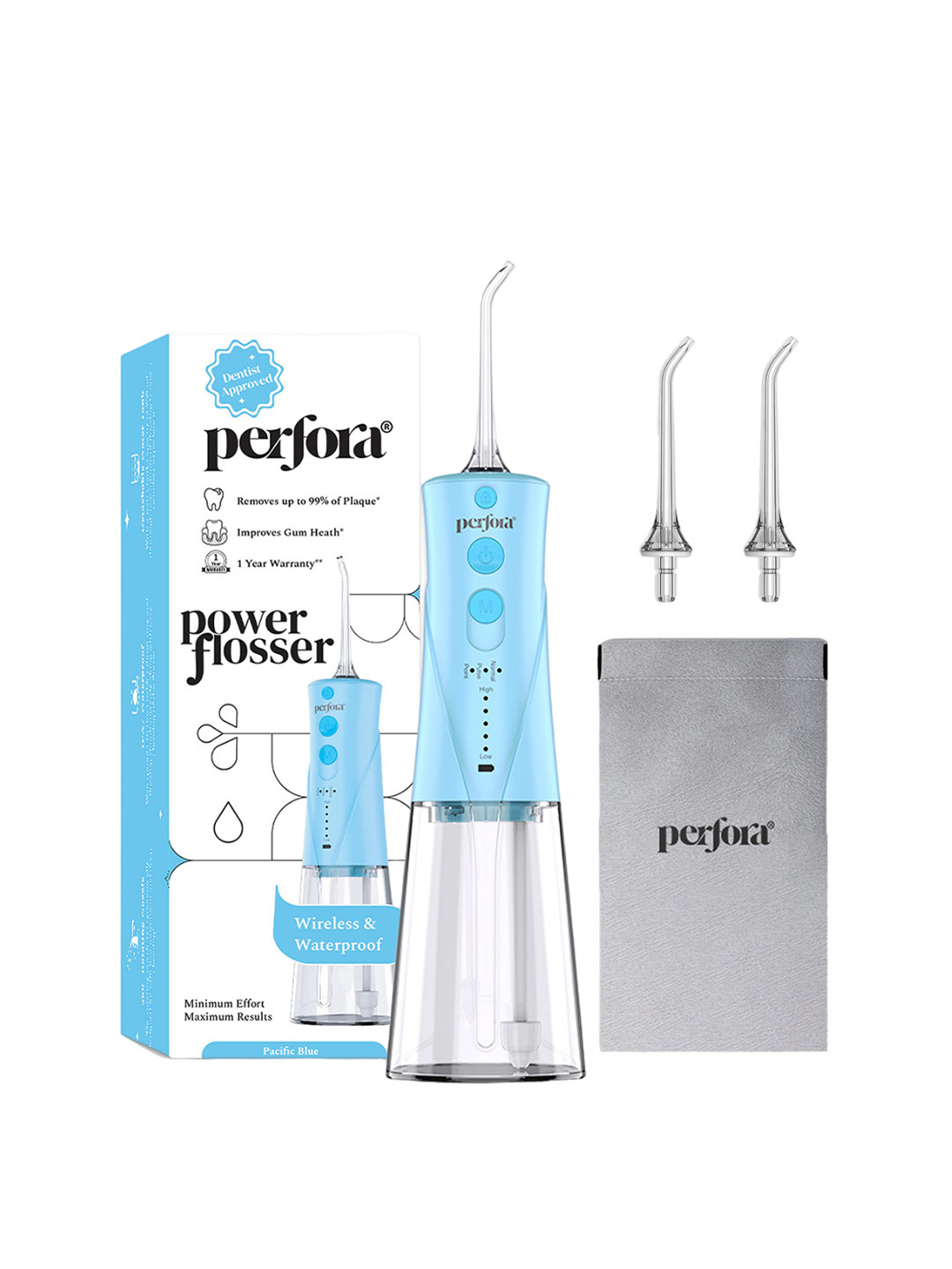 Buy Perfora Power Water Dental Flosser Blue - Floss And Tongue Cleaner ...