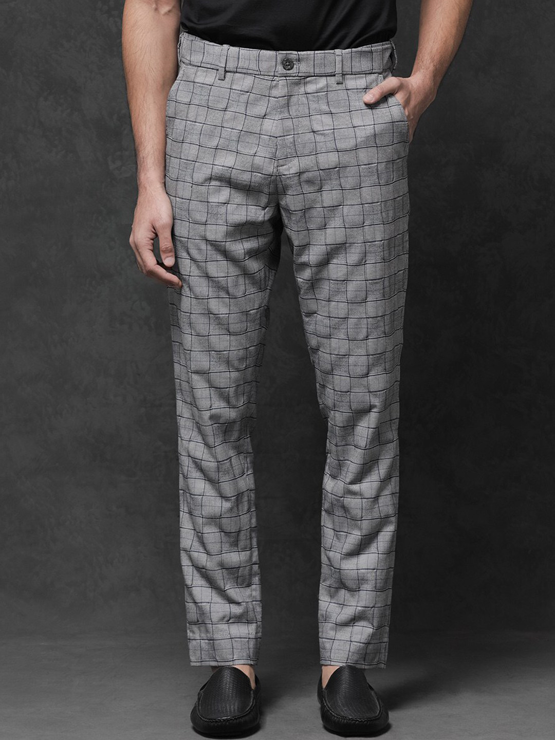 Buy RARE RABBIT Men Lenid Mid Rise Checked Trouser - Trousers for Men ...