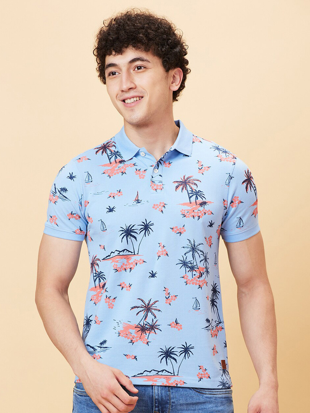 Buy Being Human Floral Printed Cotton Polo Collar Short Sleeves Casual ...