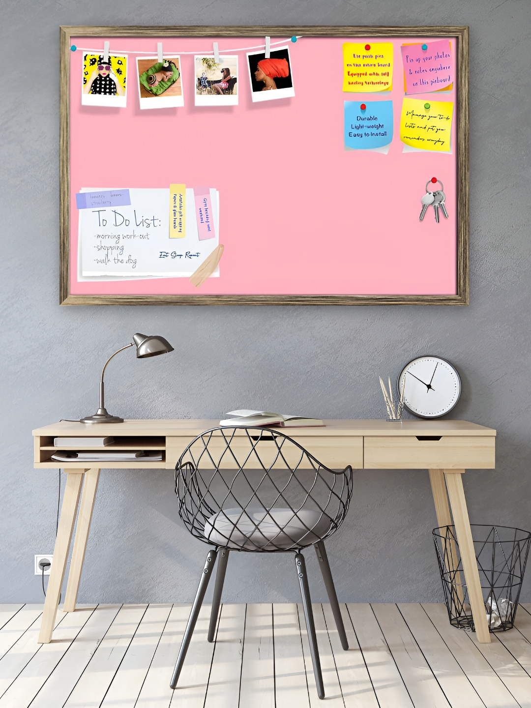 Buy ArtzFolio Pink & White Printed Wooden Bulletin Board With Sticky ...