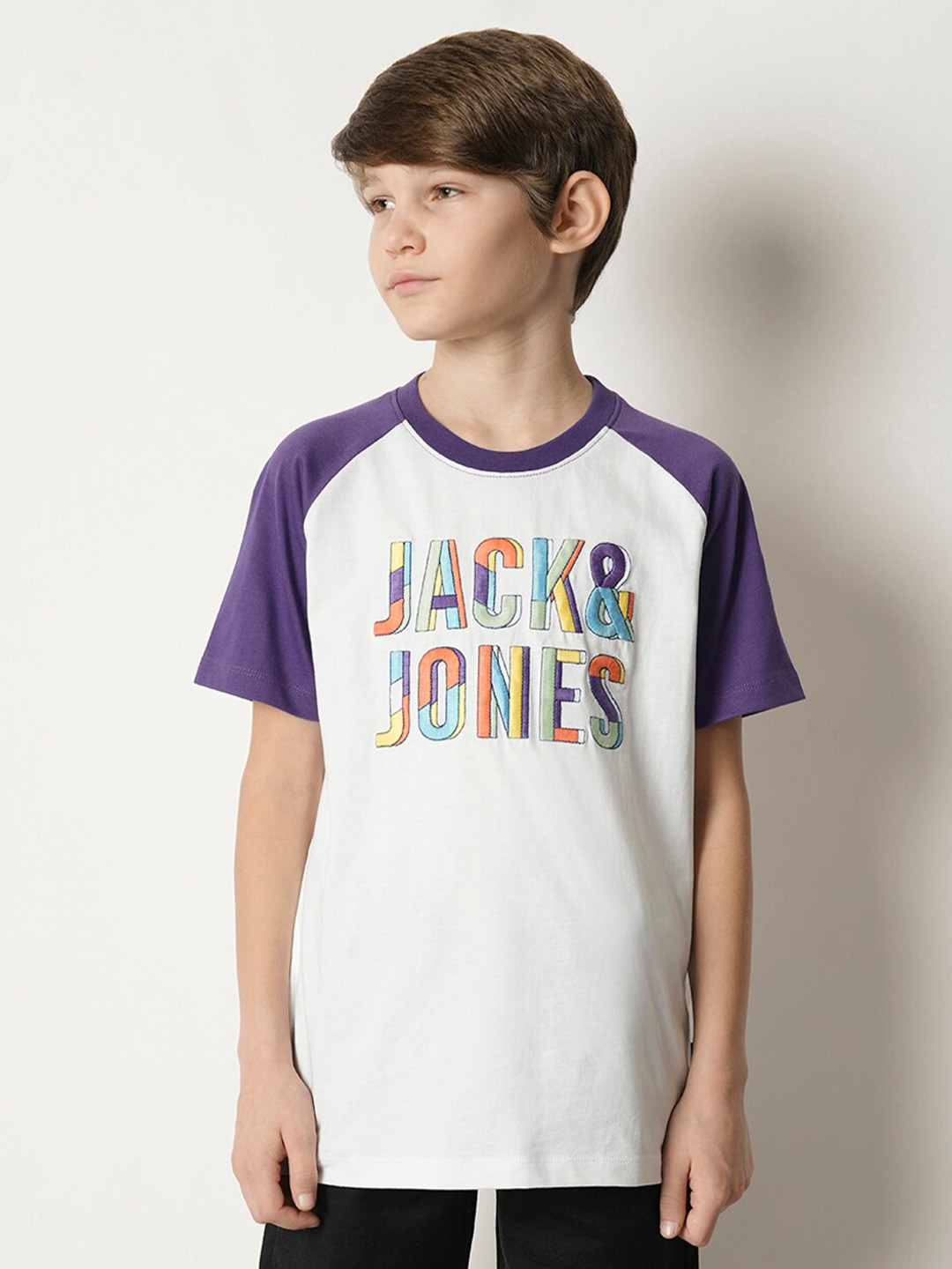 Buy Jack & Jones Junior Boys Typography Embroidered Raglan Sleeves Pure ...
