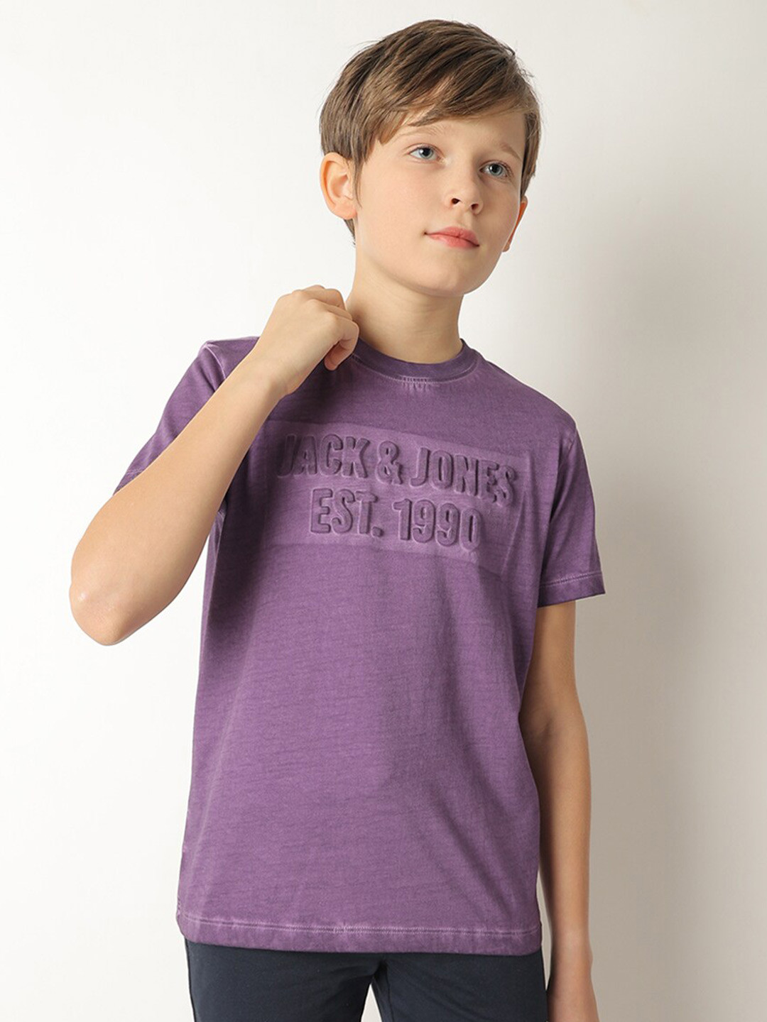 Buy Jack & Jones Junior Boys Typography Printed Pure Cotton T Shirt ...