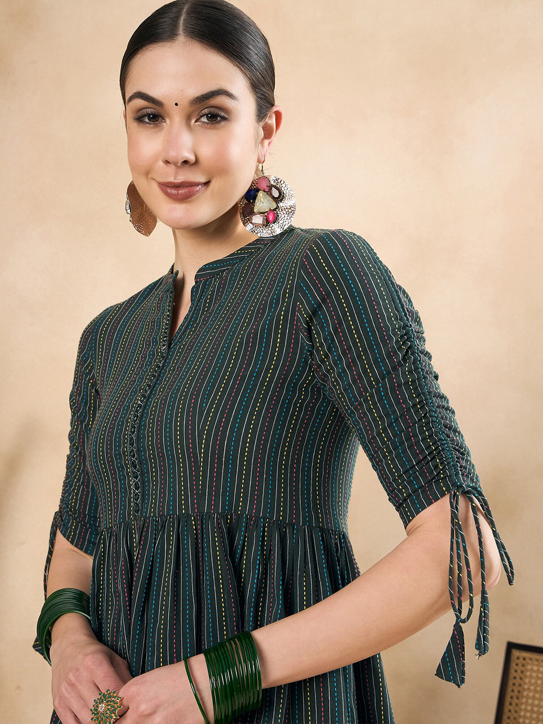 Buy Anouk Katha Deatil Pure Cotton Anarkali Short Kurti - Kurtis for ...