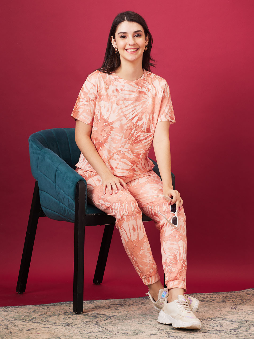Buy AV2 Tie & Dye Pure Cotton Top With Trouser - Co Ords for Women ...